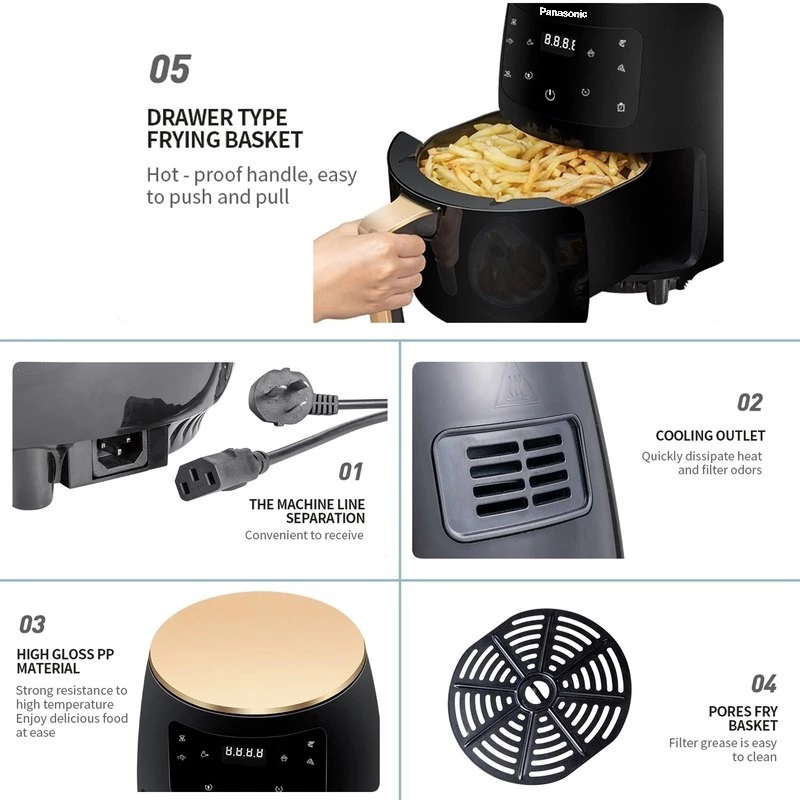 [Malaysia In Stock] Original Panasonic Air Fryer | 6L Large Capacity ...