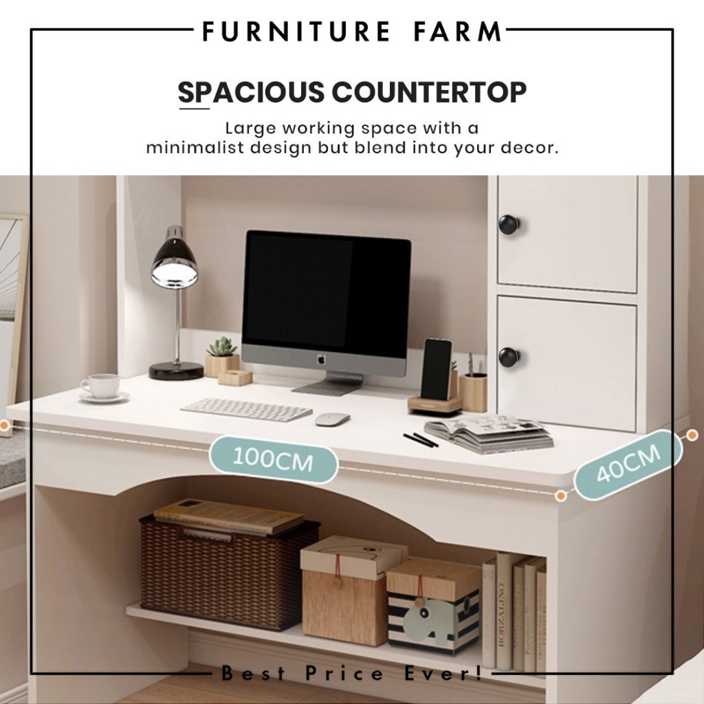 F&F : ORION Study Table With Drawer Bookshelf/ Meja Komputer/ Meja ...