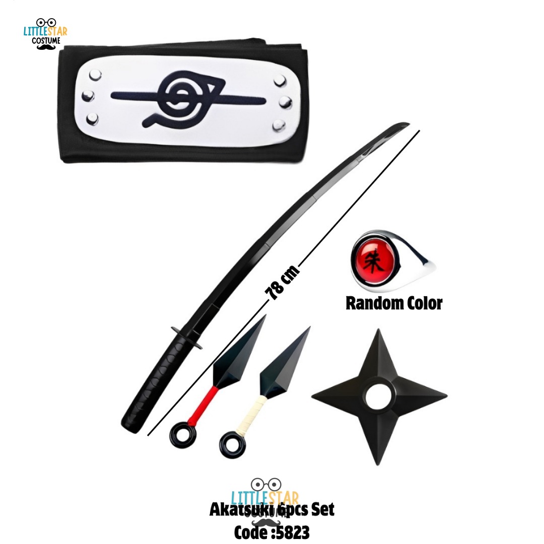 Anime Naruto Akatsuki Itachi & Obito Accessories Set Cosplay Ring, Mask ...