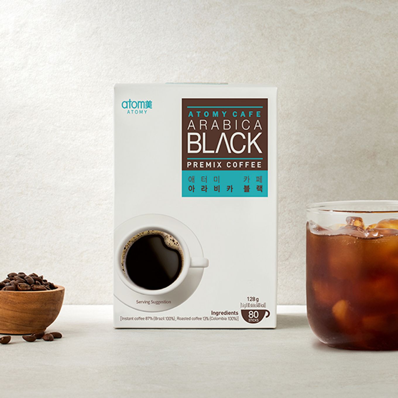 Atomy Cafe Arabica Black Coffee 80 sticks Halal Certified Arabica ...