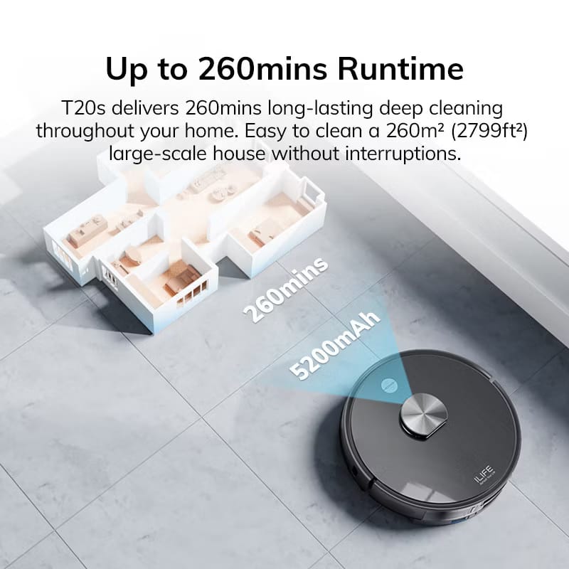 ILIFE T20s self-emptying robot vacuum and mop combo. This smart home ...