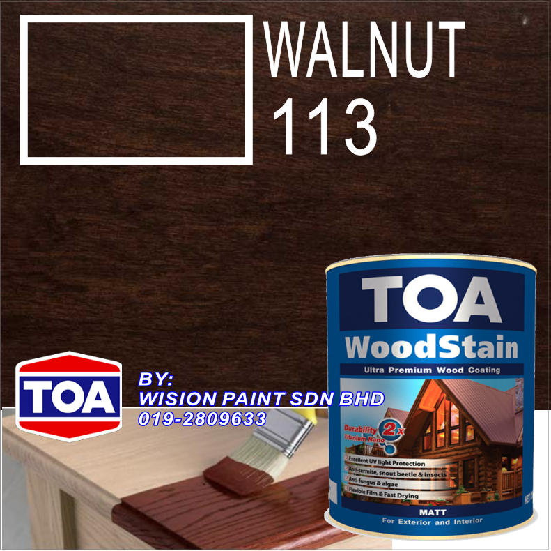 TL113 WALNUT ( 1L ) TOA WOODSTAIN ( MATT ) VARNISH WOOD COATING VANISH ...