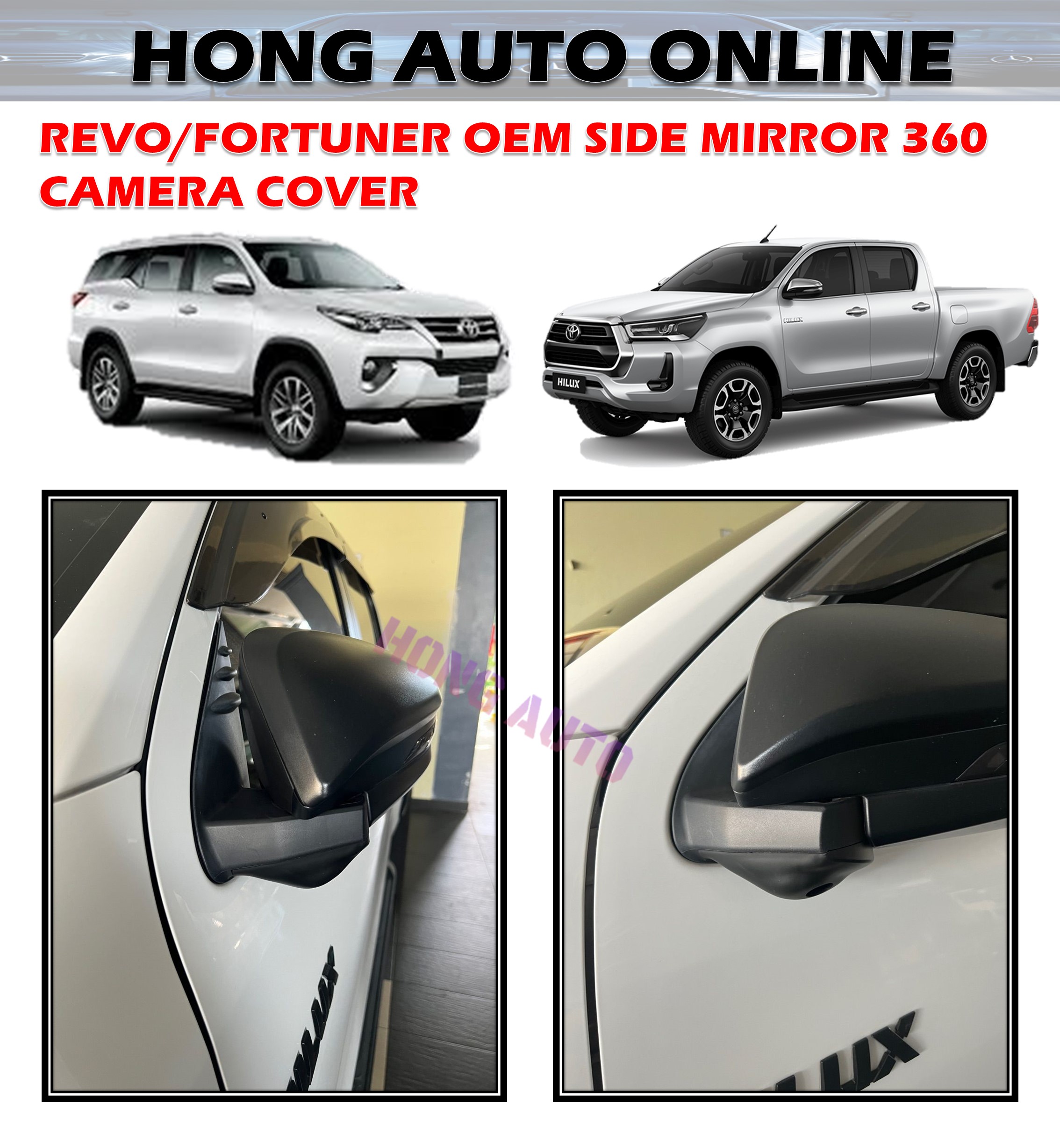 Toyota Revo/Fortuner OEM 360° Side Mirror Cover Camera(2pcs) | Shopee ...