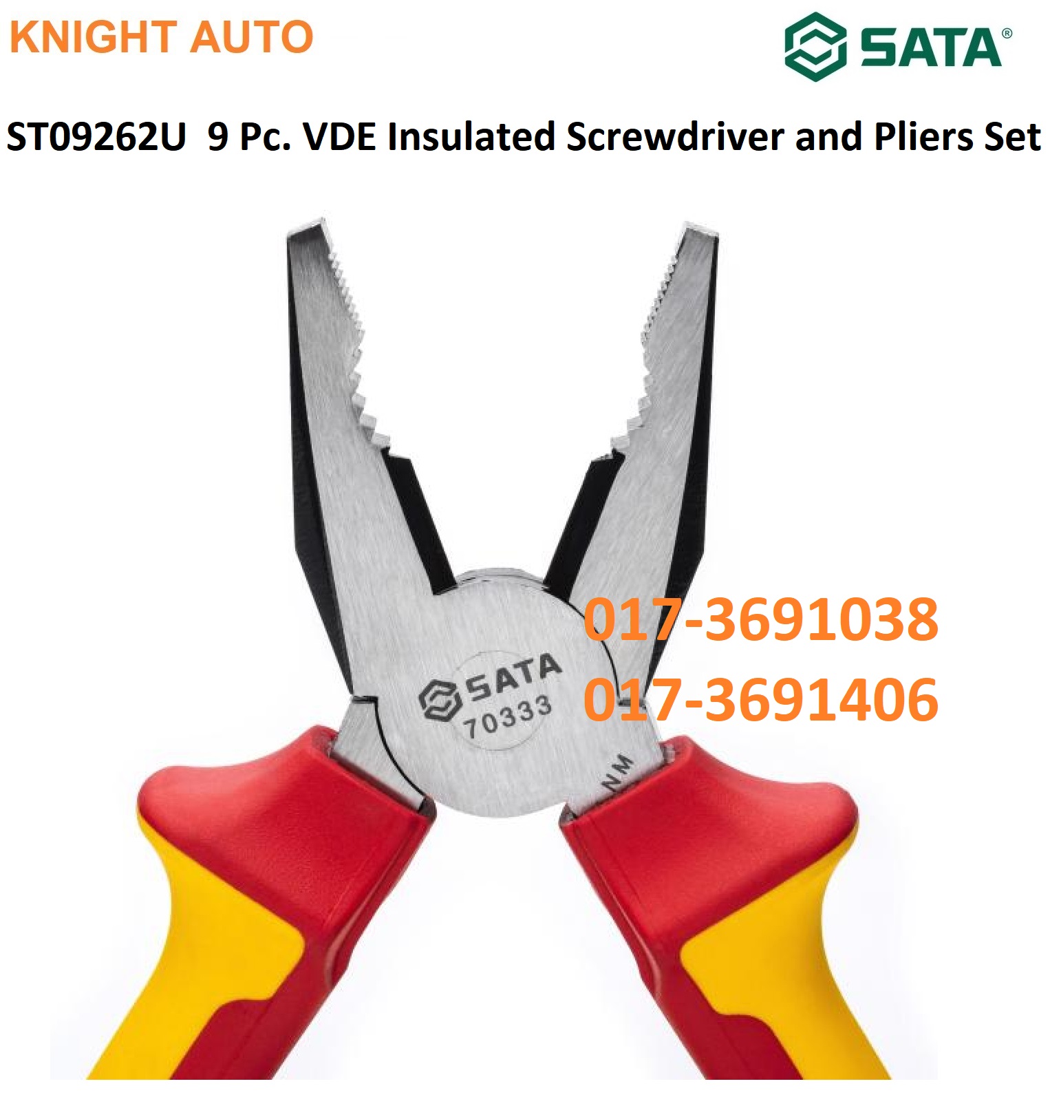 SATA ST09262U 9 Pc. VDE Insulated Screwdriver and Pliers Set J001 ...