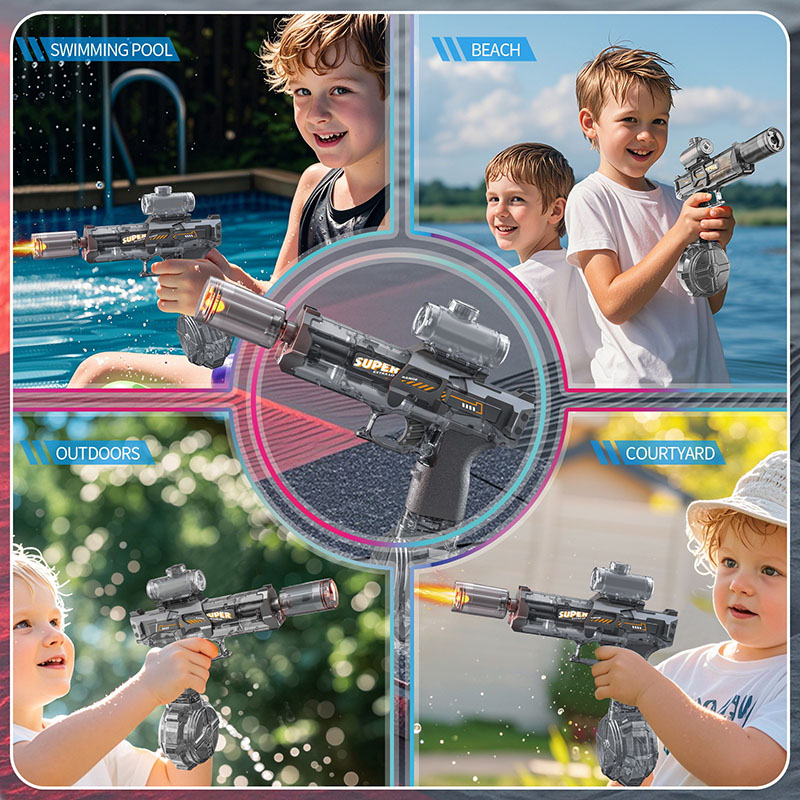 Electric Water Gun Rechargeable Flame Light Effect Electric Continuous ...