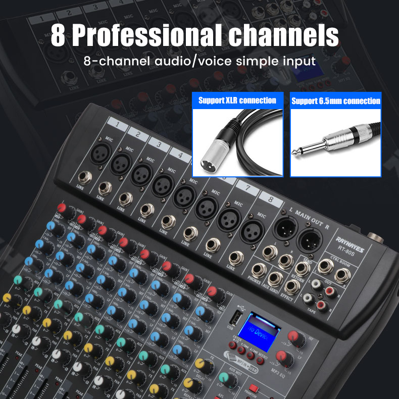 RAYHAYES RT-80S 8/10/14 Channels Professional Audio Mixer USB Port ...