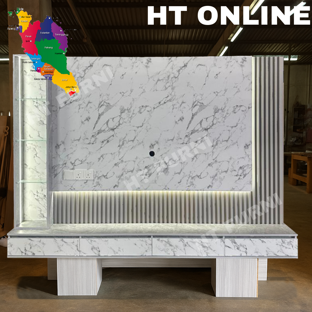 [HT ONLINE] TV Cabinet Gantung 8ft | Kabinet TV Moden | Almari TV ...