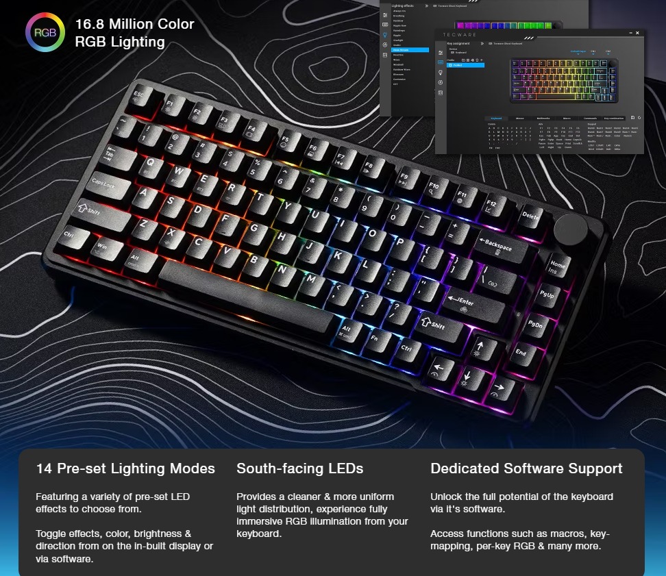 TECWARE GHOST 75 (NEW) Tri-Mode Wireless Wired / PHANTOM L RGB LOW ...