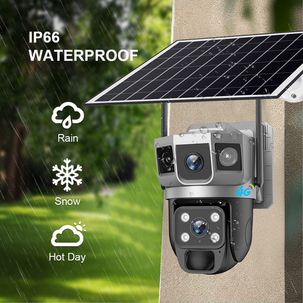 V380 Pro CCTV Solar Outdoor IP66 Waterproof WIFI 12MP Camera 3 Lens ...
