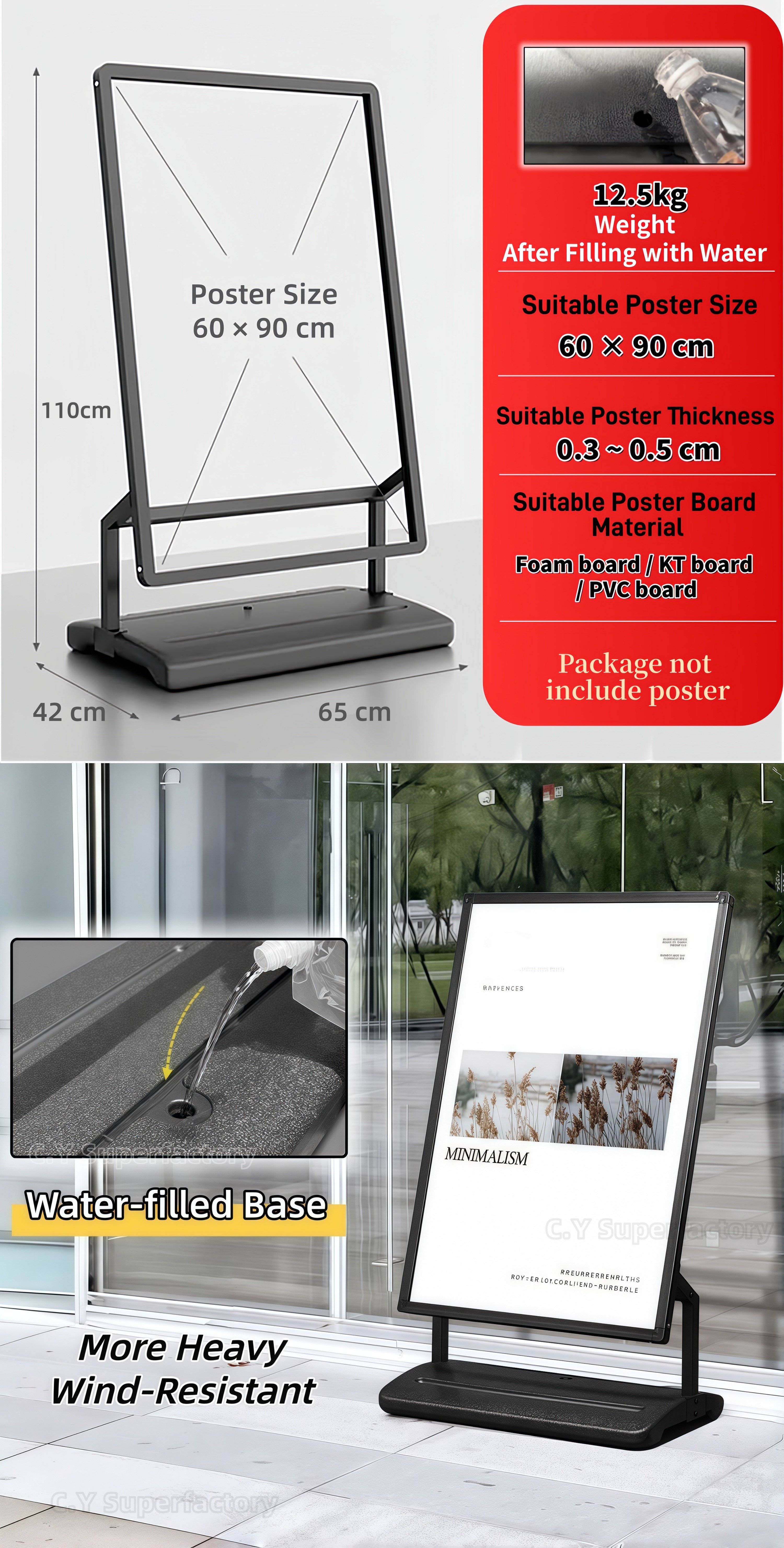 Poster Standee Water Base Outdoor Sign Board Stand Metal Heavy Wind ...