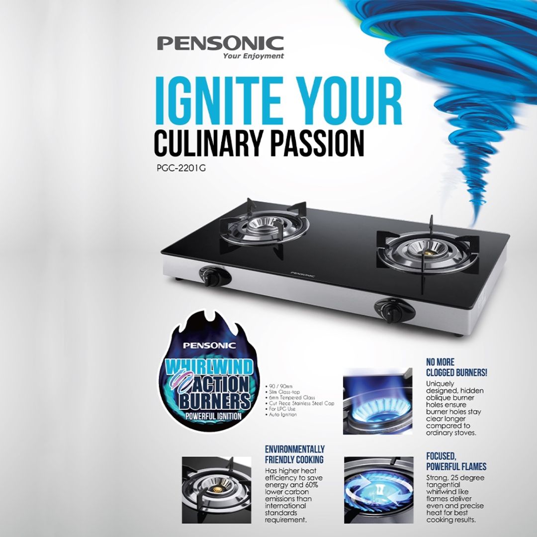 PENSONIC Dapur Gas 2 Pembakar Table Top Gas Cooker PGC-2201G | Shopee ...