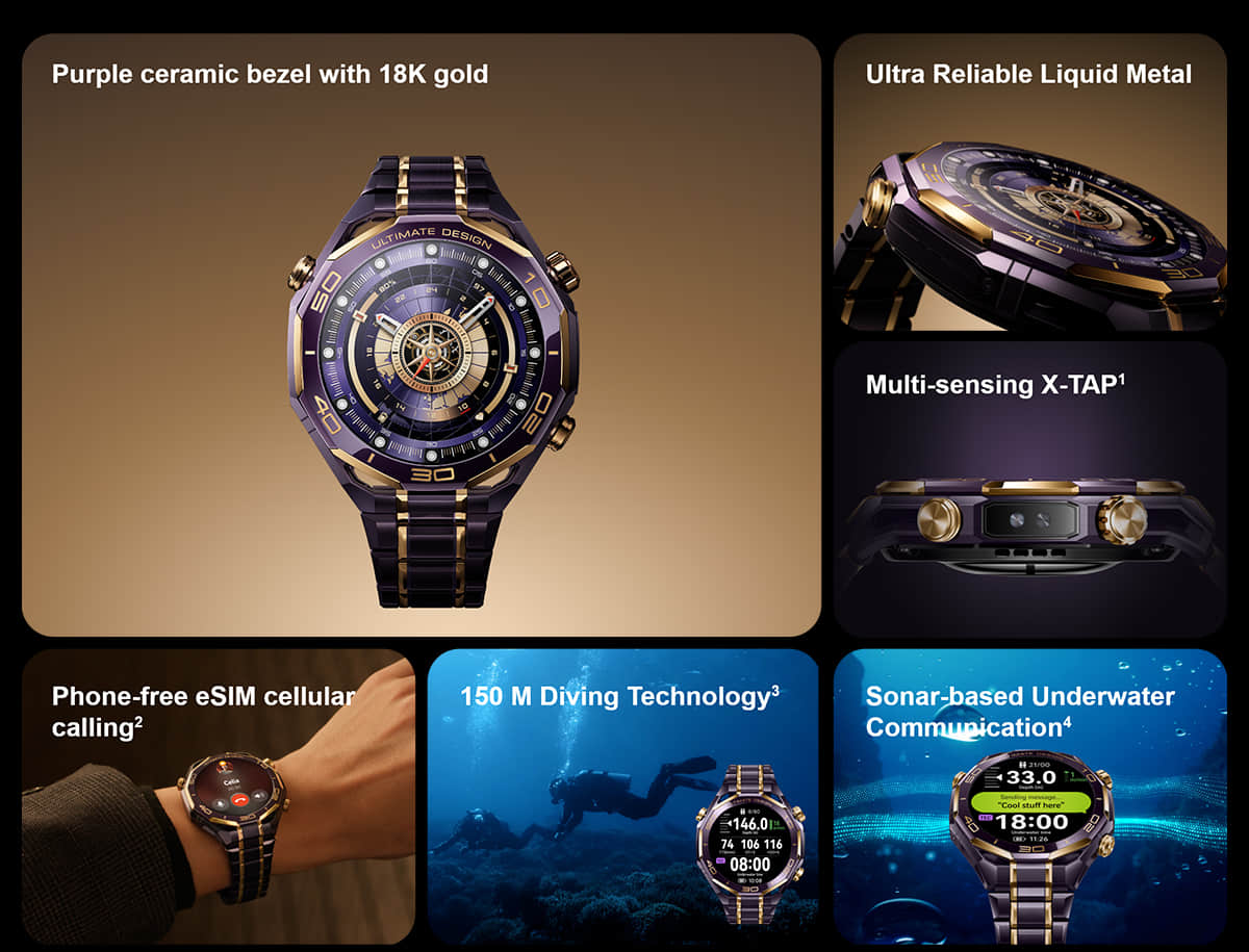 HUAWEI WATCH Ultimate Design Smartwatch | Purple Ceramic Bezel 18K Gold ...