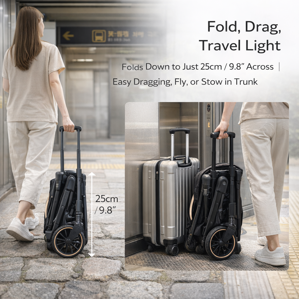 Baby Stroller Travel Cabin Compact Foldable Lightweight Newborn Trolley ...