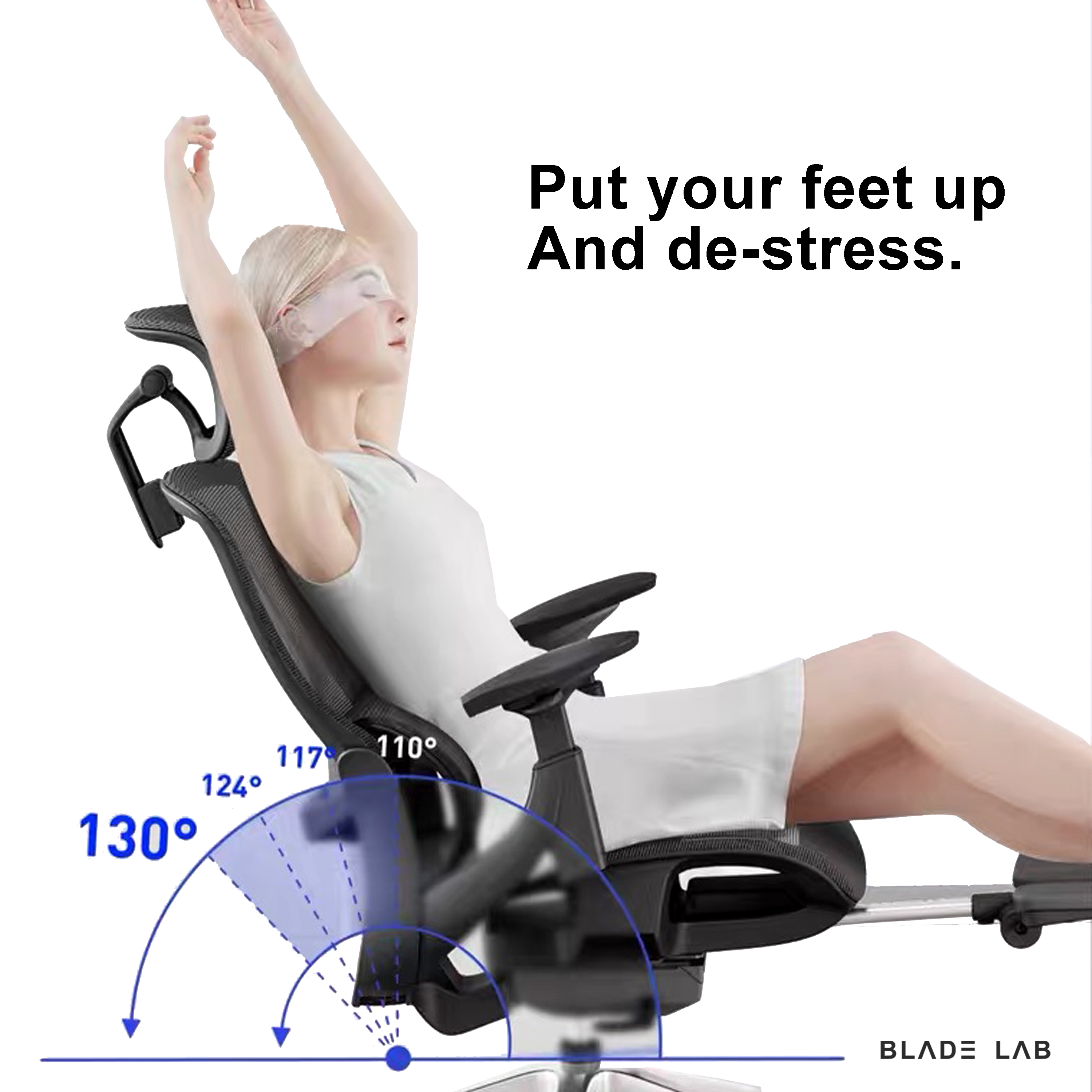 BLADE LAB Lab Air Full Mesh Ergonomic Office Chair With Footrest High ...