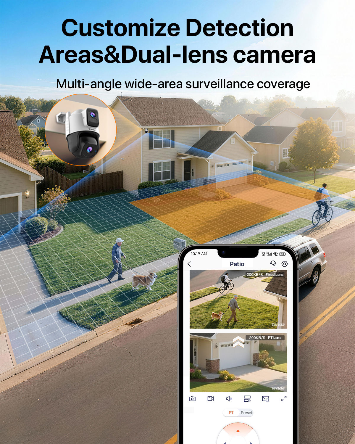 Tenda CH10 Dual-Lens Security Camera | Two 5MP Cameras, No Blind Spots ...