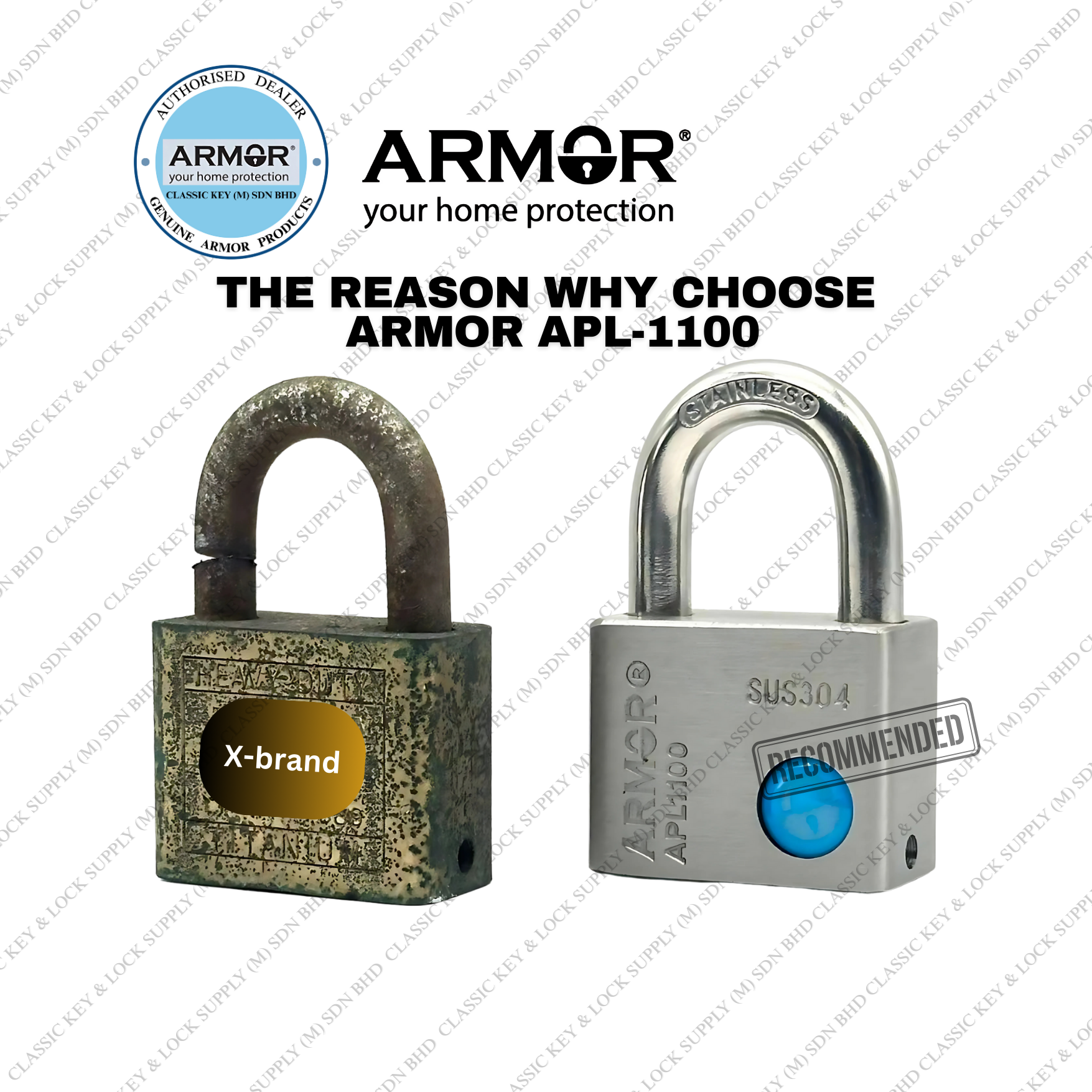Armor pad lock kunci grill besi pintu APL-1100 SUS304 Stainless Steel ...