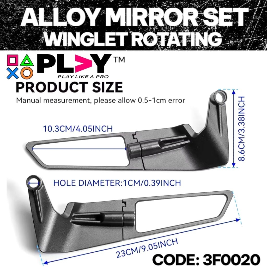 PLAY ALLOY UNIVERSAL MIRROR WINGLET ROTATING SIDE MIRROR Y15 Y16 RSX RSX VF3I R15 NVX NMAX ADV ...