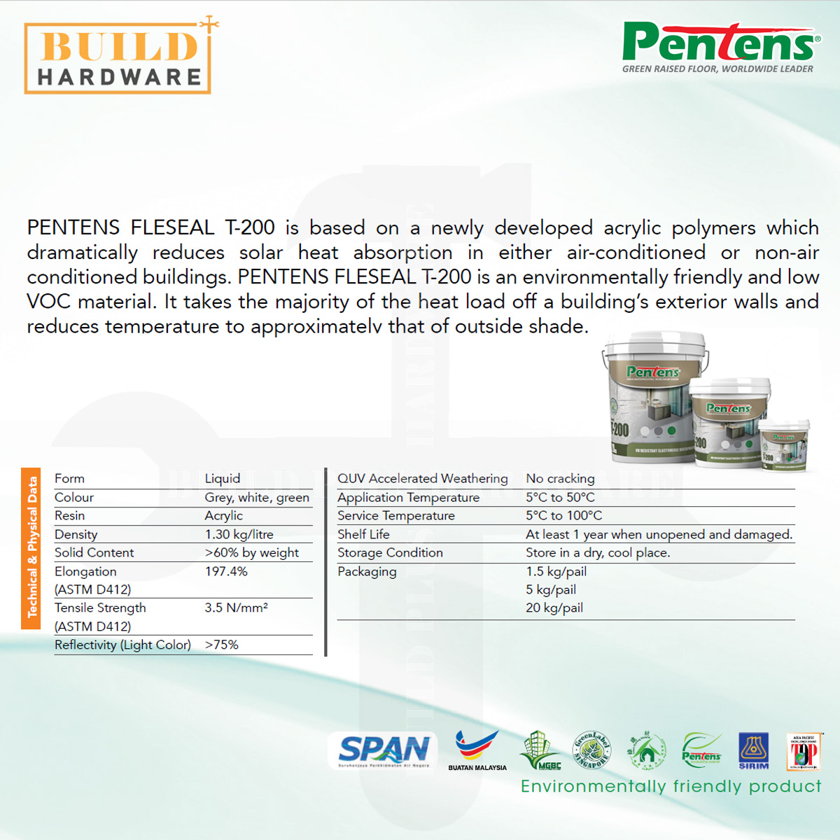 PENTENS Fleseal T-200 20kg UV Resistant Elastomeric Waterproofing Coating 弹性修补防水膜 Salutan Kalis ...