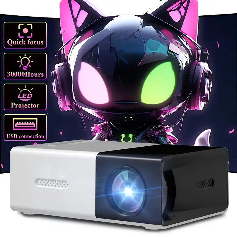 LED mini portable projector, supporting 1080P high-definition 3D ...
