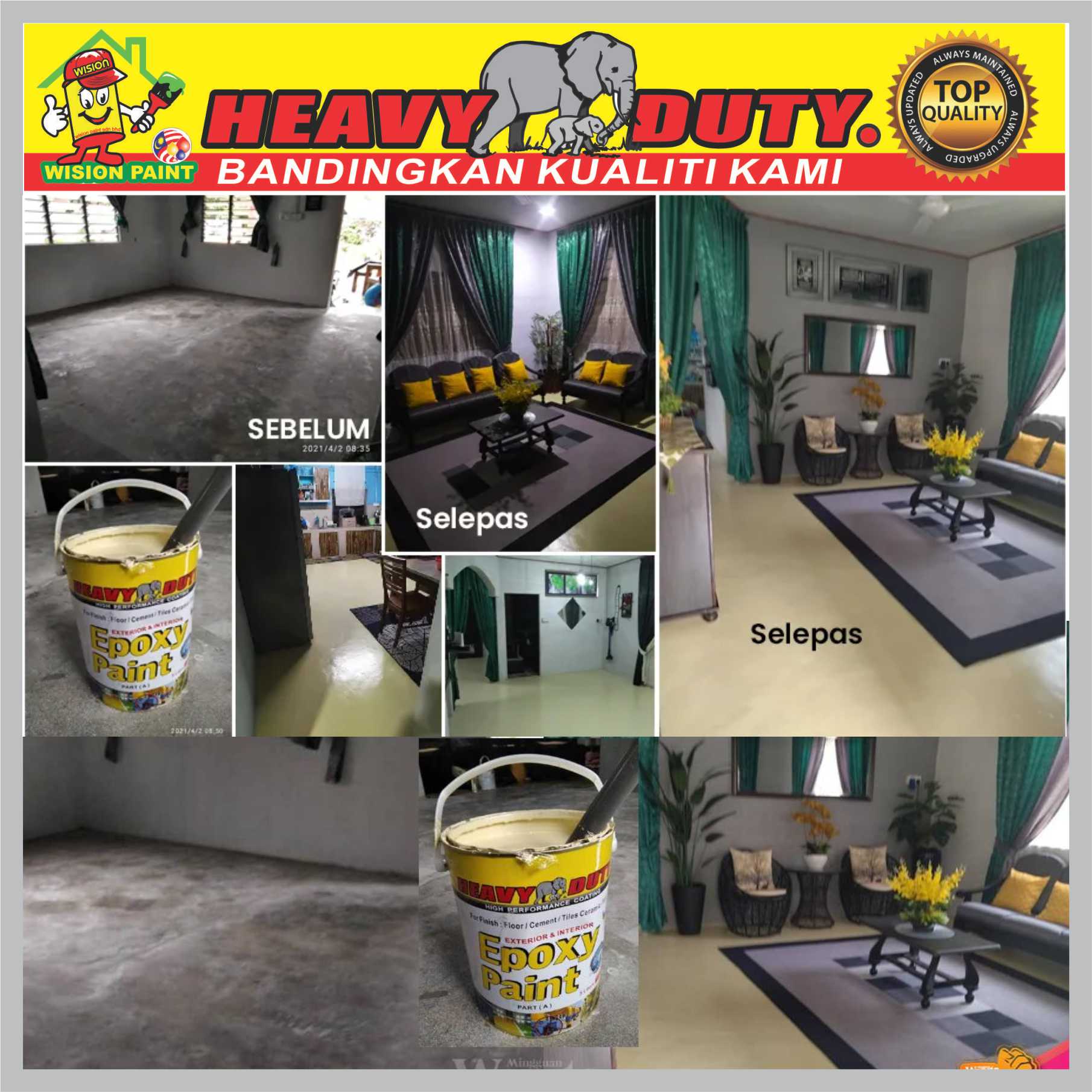 5L EPOXY FLOOR PAINT [ HEAVY DUTY ] PROTECTIVE & WATERPROOF COATING ...