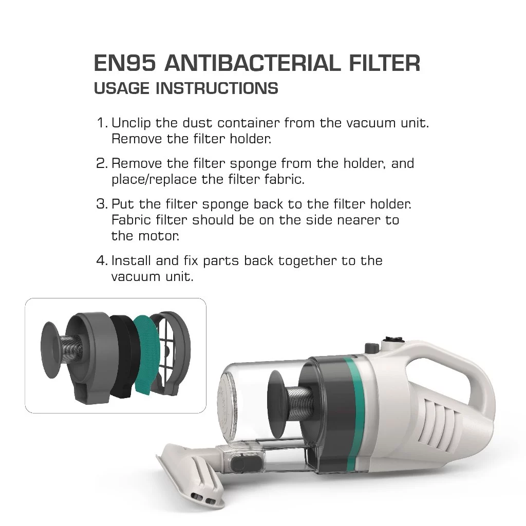 ELUXGO EC Series Vacuum Cleaner EN95 3 Layers Antibacterial Filter ...