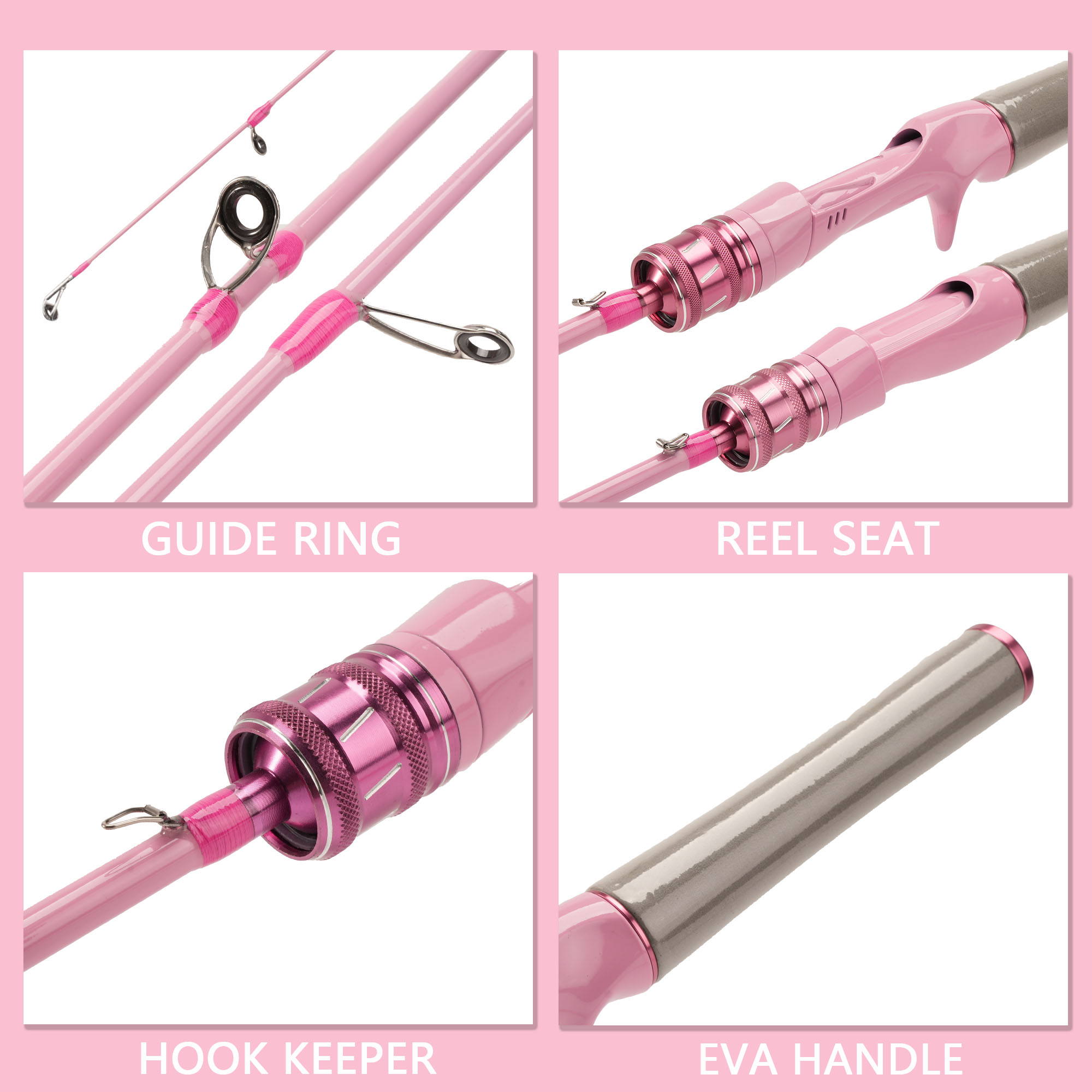 Pink Fishing Rod and Spinning Reel Set,2 Sections UL Power Fishing Rod ...