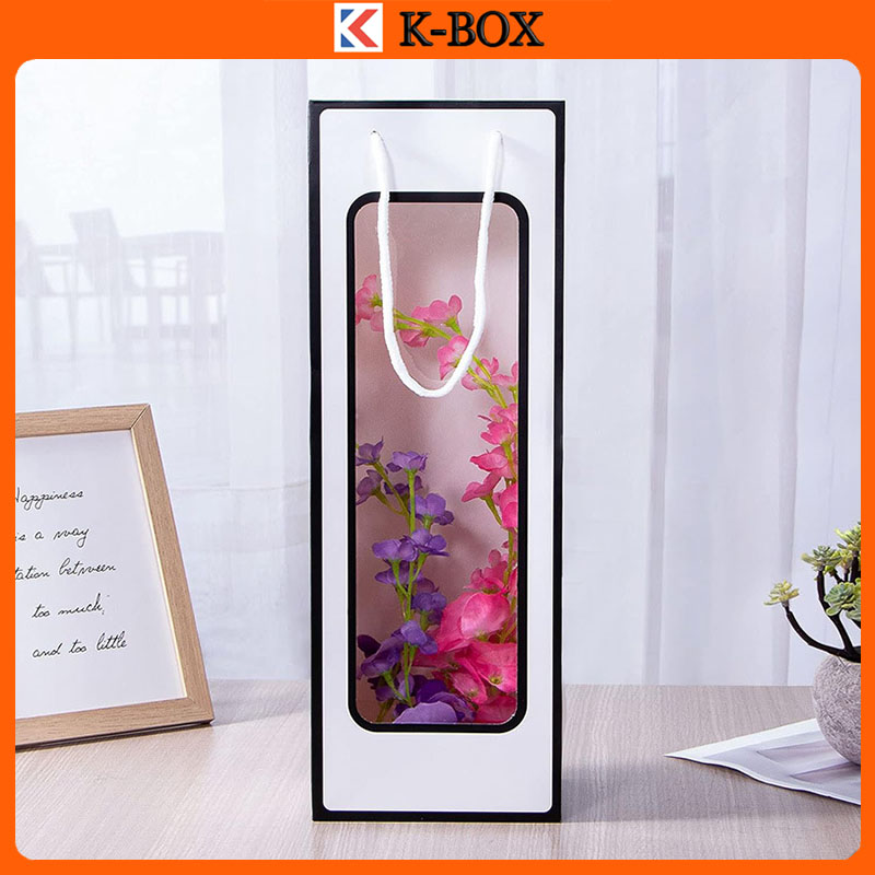 Flower Bouquet Gift Bag Window Display Transparent Paper Bag Open ...
