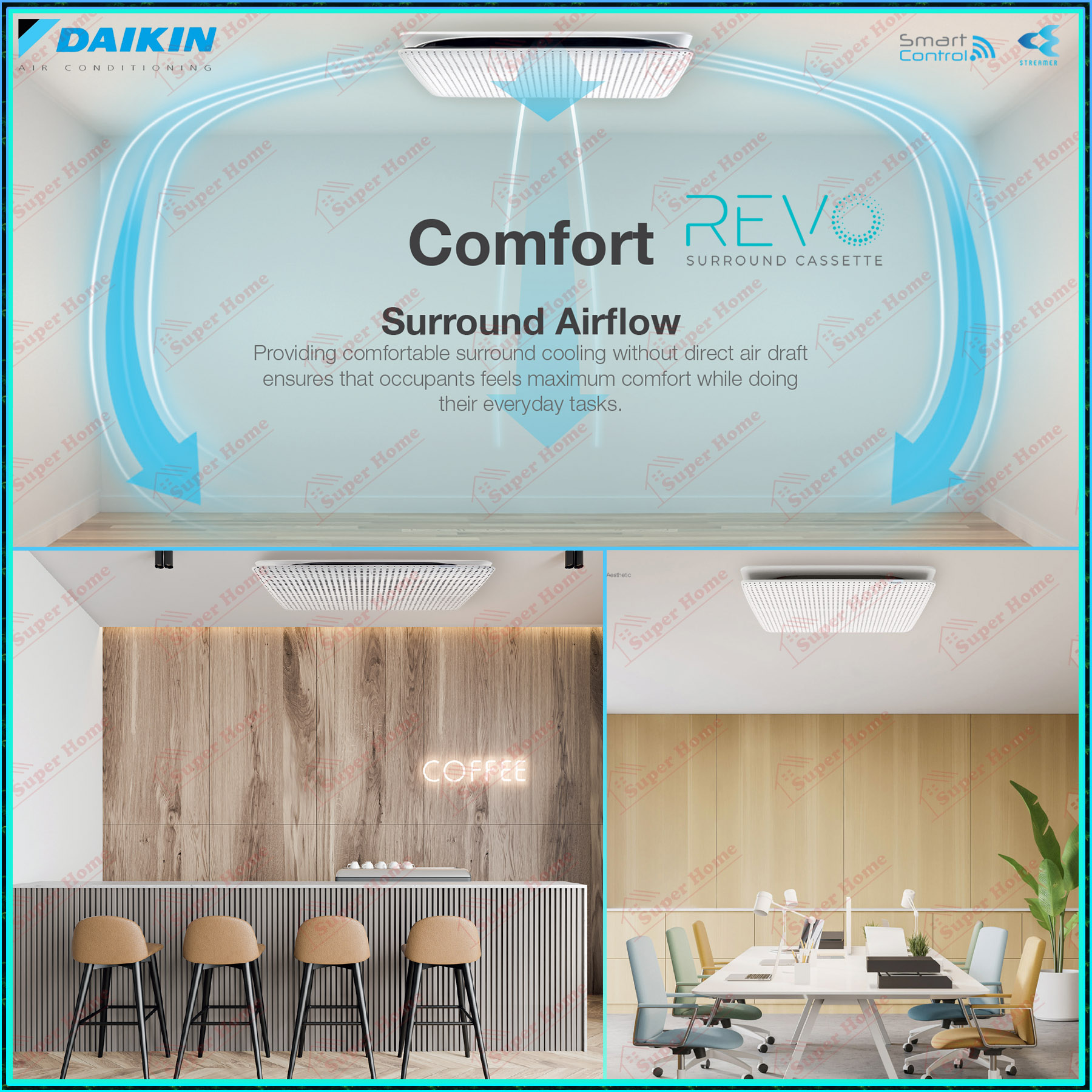 Daikin REVO Surround Cassette Air Conditioner 2hp - 5hp R32 Premium Non ...