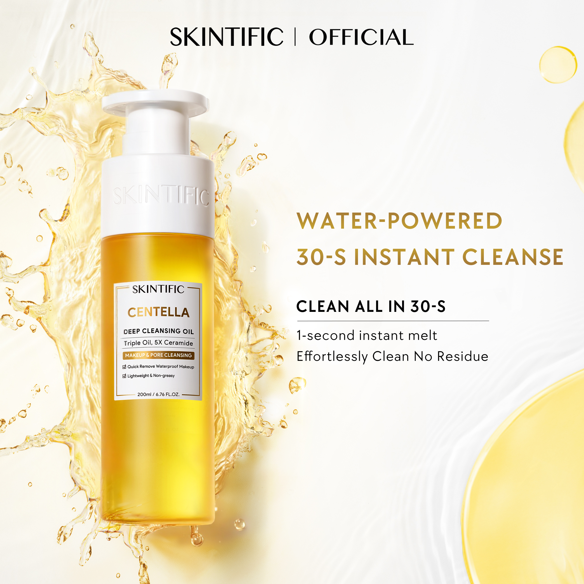 SKINTIFIC Centella Deep Cleansing Oil Effortlessly and Gently Melts ...