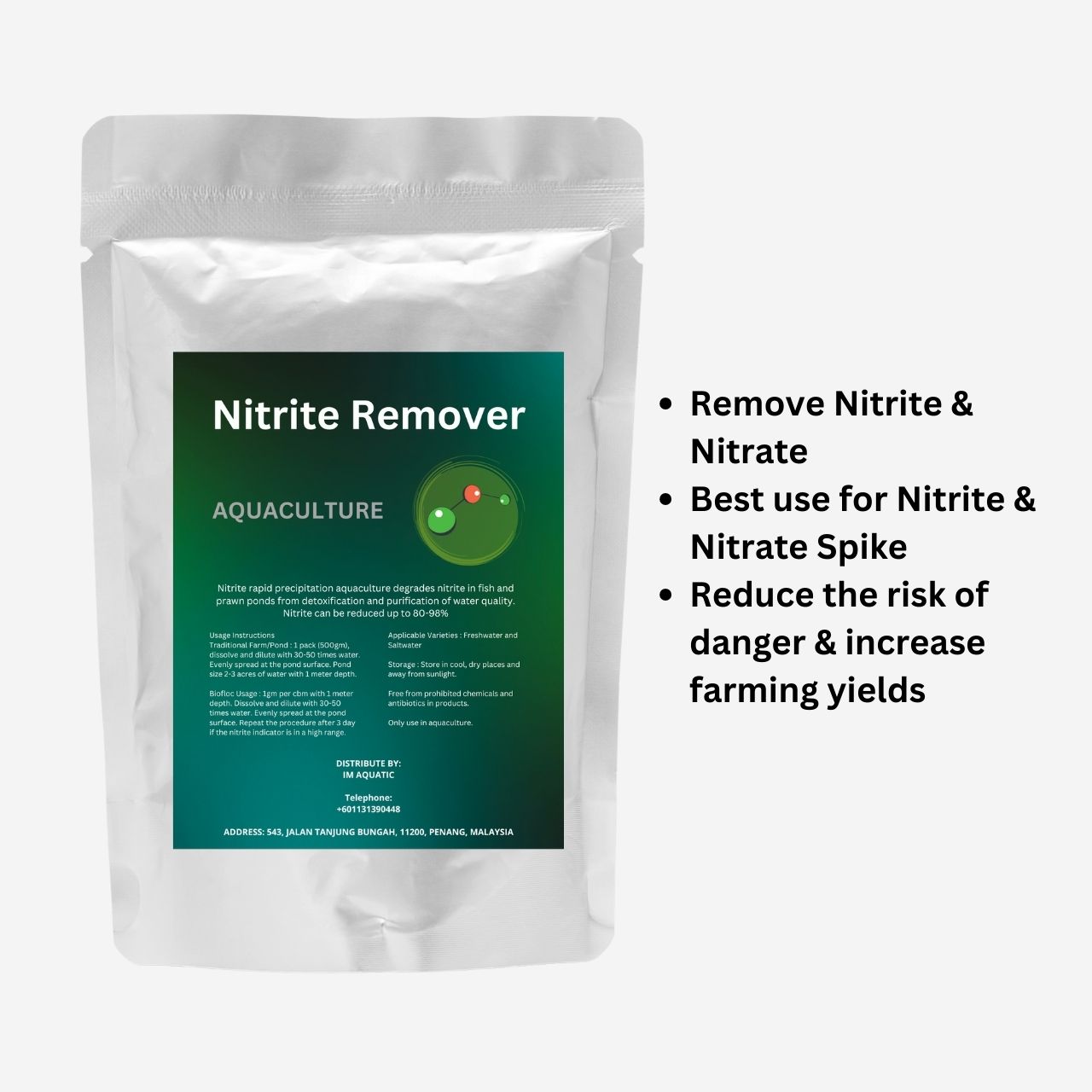 IM AQUATIC Nitrite Remover 500g x 3 Pack for Biofloc Aquaculture & RAS ...