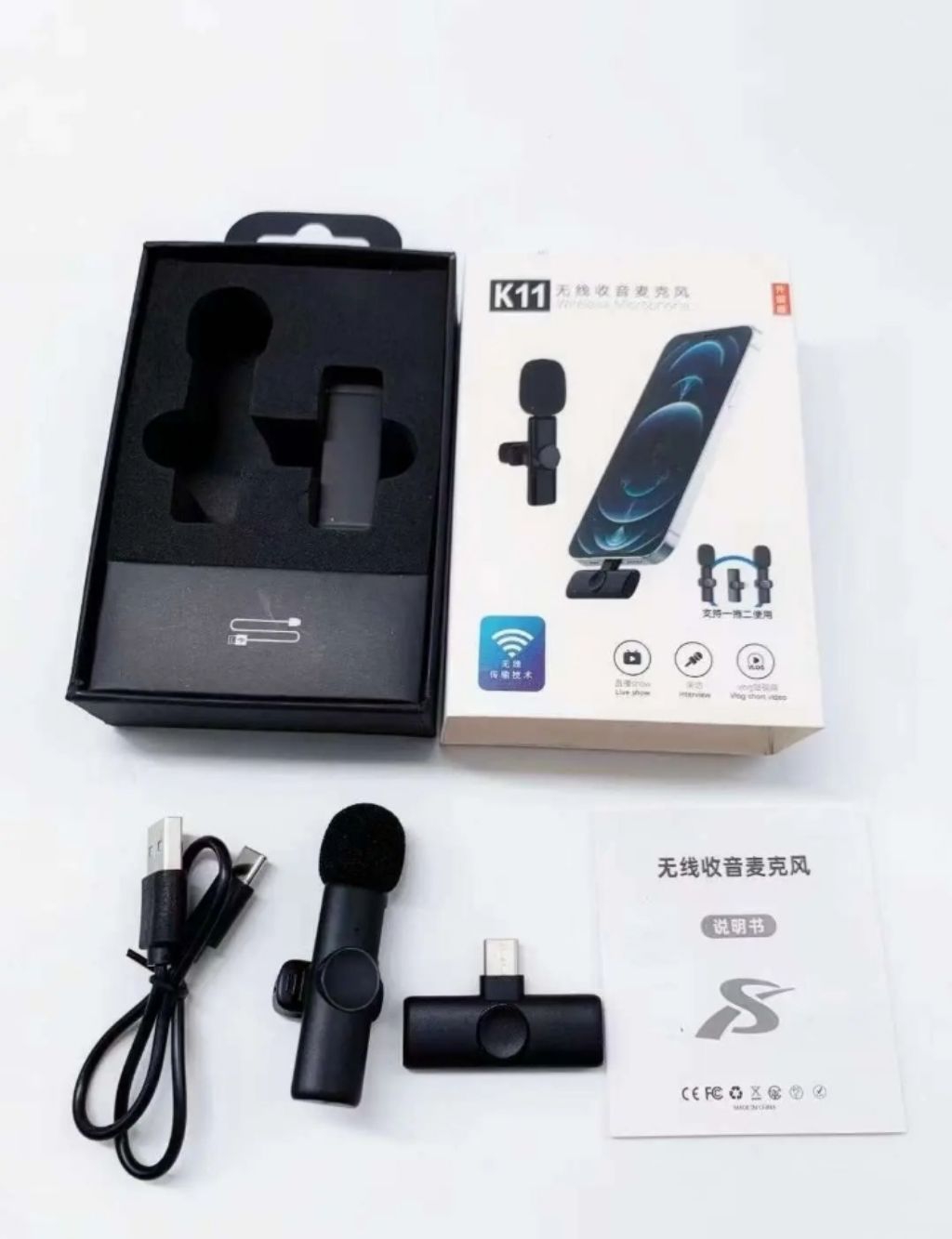 K11/K9 Wireless Dual Microphone for PD and Android 2.4GHz Mic [24Hours ...