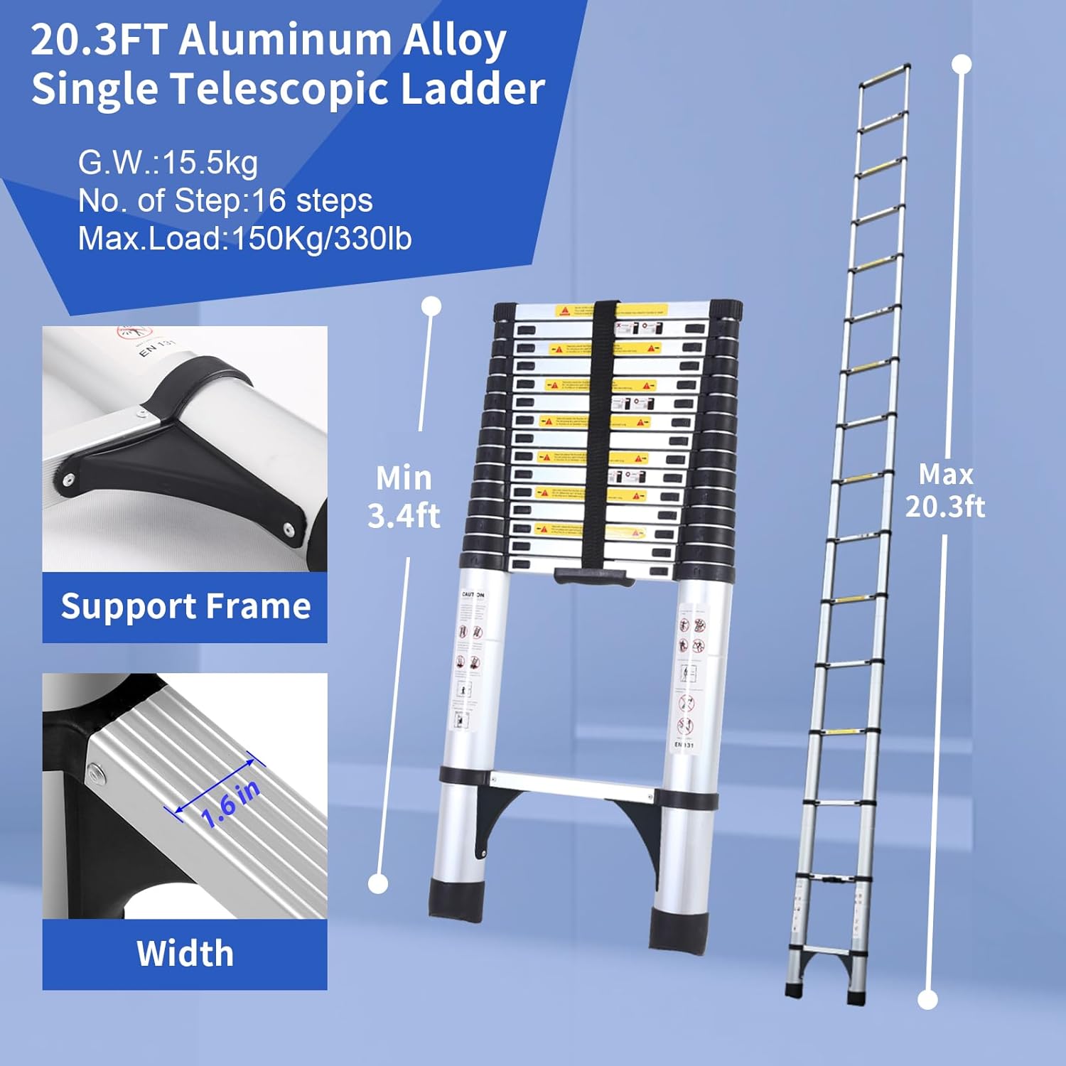 450KG Telescopic Foldable Ladder Folding Aluminum Ladder Multi-Function Domestic Ladders And ...