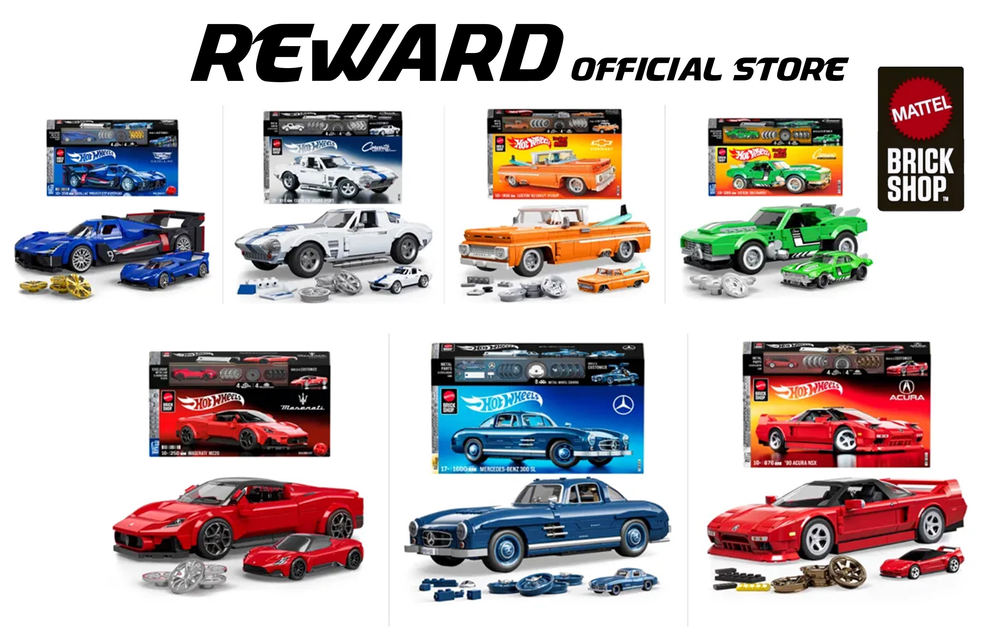 Mattel Brick Shop Hot Wheels Building Block Car Series Toy Kit with 1: ...