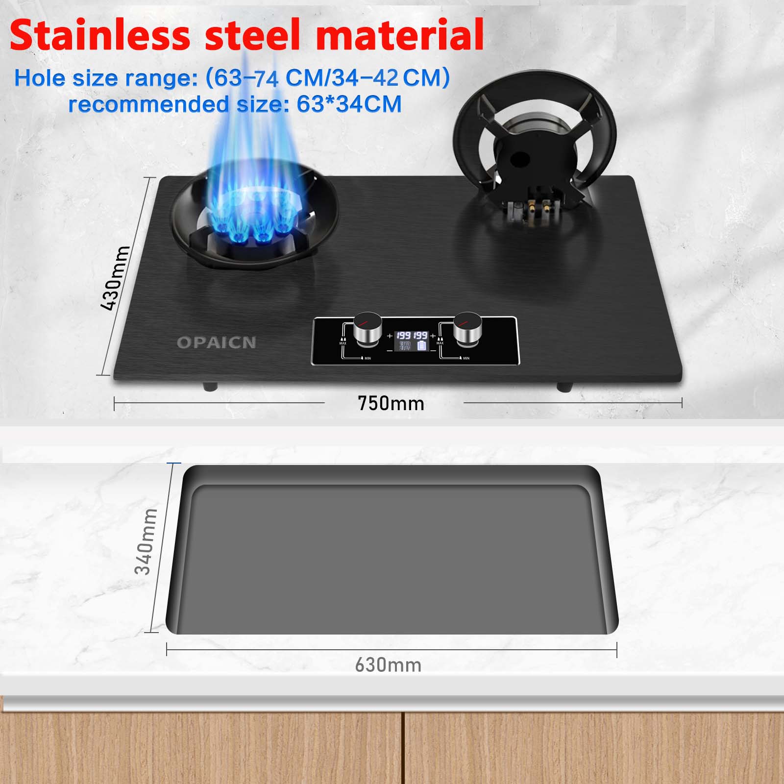SUKINBO 9.9KW Stainless Steel Memasak Gas Cooker Stove Hob Cooker Dapur ...