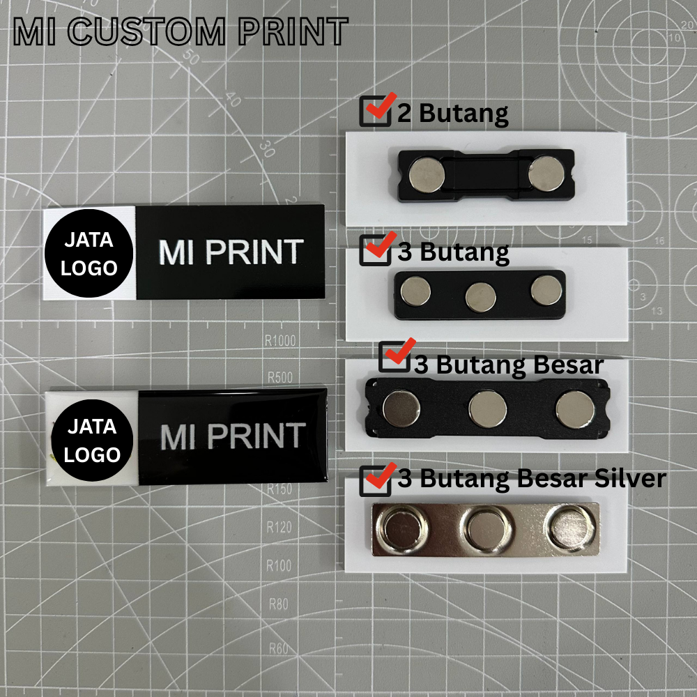 Customize Nametag with Logo Jata Size 25x75mm Epoxy Name Tag Magnet Pin ...