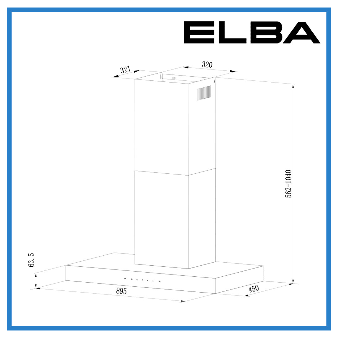ELBA Designer Hood EH-R9033(BK) Full Black Series Hood with Cooker Hob ...