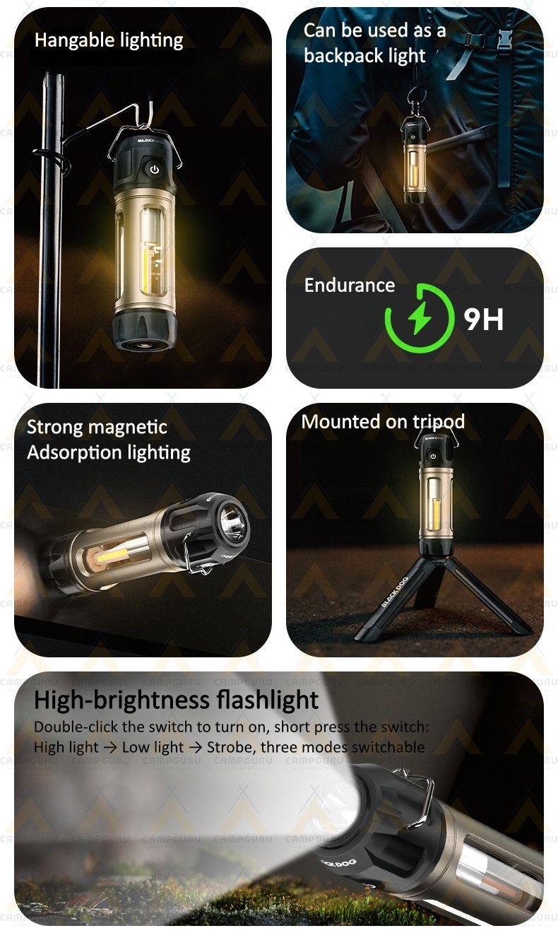 Blackdog Tactical Camping Ambient Light Leitu Flashlight Torch Magnetic ...