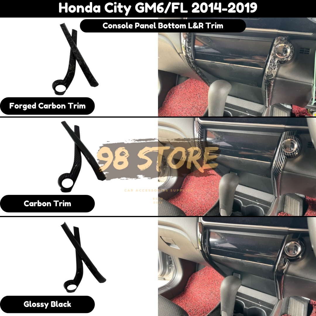 HONDA CITY GM6/FL 2014-2019 FORGED CARBON TRIM&GLOSSY BLACK CONSOLE ...