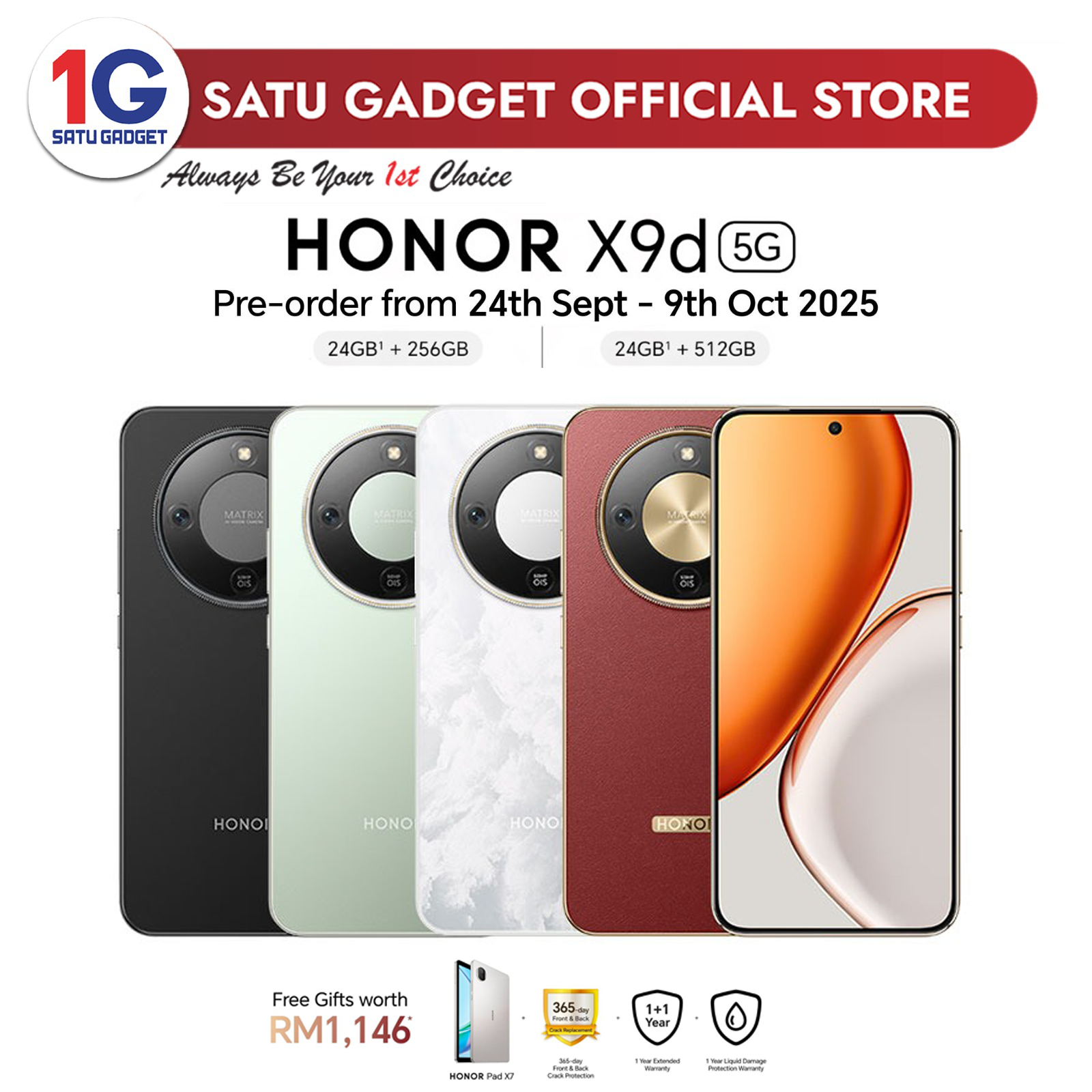 Honor X9d 5G | 24GB(12+12) + 256GB/512GB – Original Malaysia Set [Pre ...
