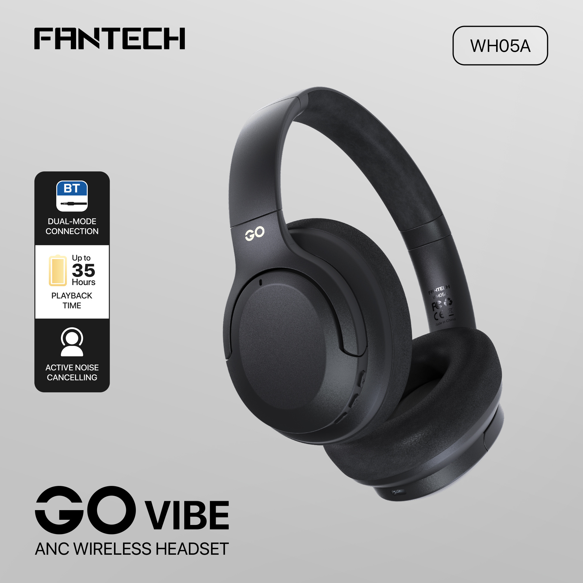 Fantech GO Vibe WH05A ANC Wireless Headset | Up to 35hr Playback Time ...