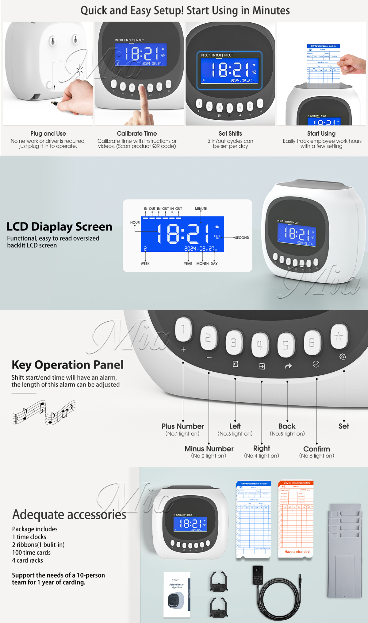 Full Set Punch Card Machine Time Recorder Office Punch Card Machine ...