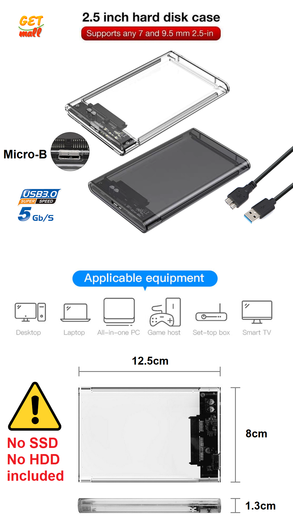 USB 3.0 2.5 inch SATA Hard Disk External Case 2.5" Laptop HDD External ...