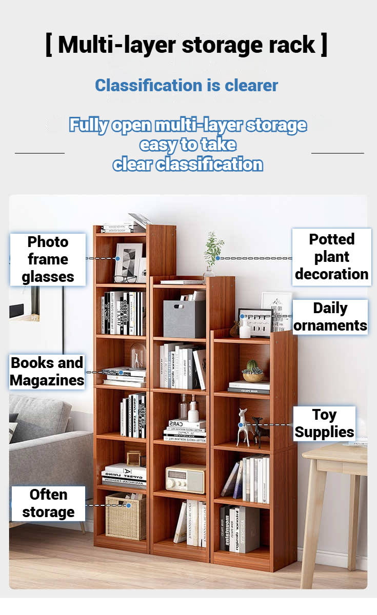 Floor Ceiling Bookshelf Wooden Rack Almari Buku Storage Rack Multi ...
