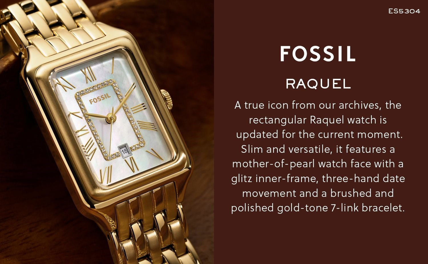 Fossil Lady ES5304 Raquel Three-Hand Date White Mother Of Pearl Dial ...