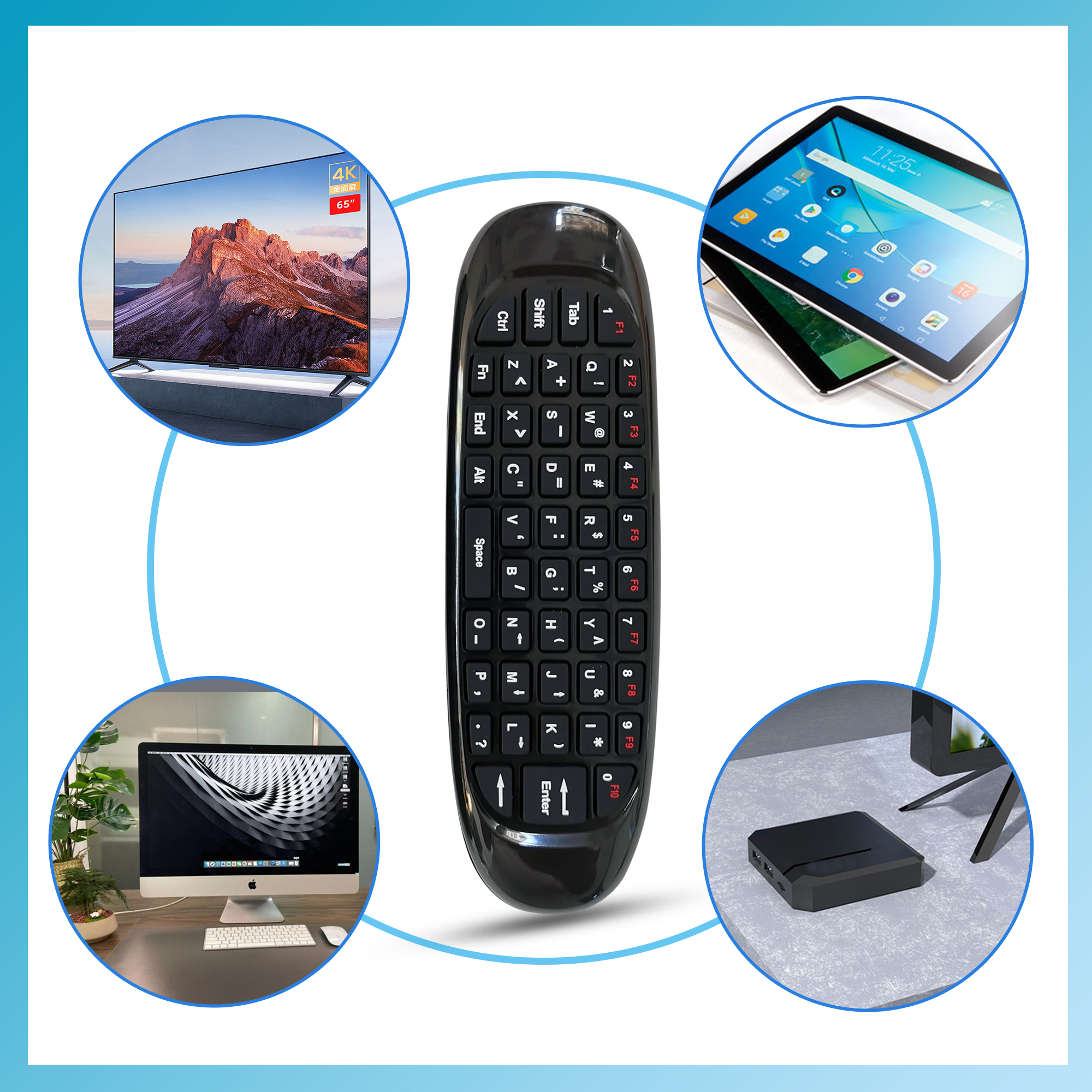 C120 2.4Ghz Fly Air Mouse keyboard Remote Control USB Wireless for ...
