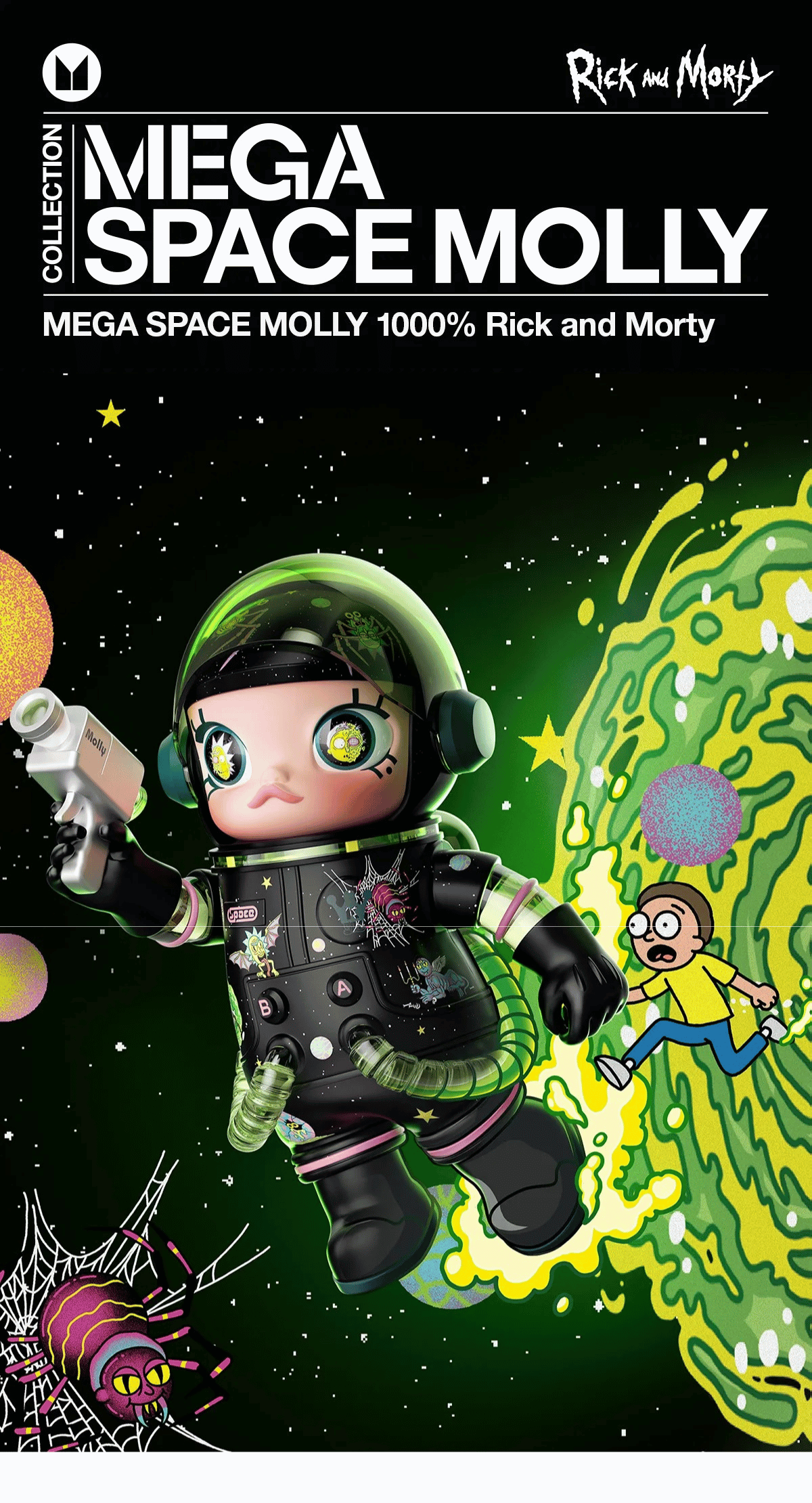 Original POP MART MEGA SPACE MOLLY 1000% Rick and Morty 泡泡玛特1000% ...