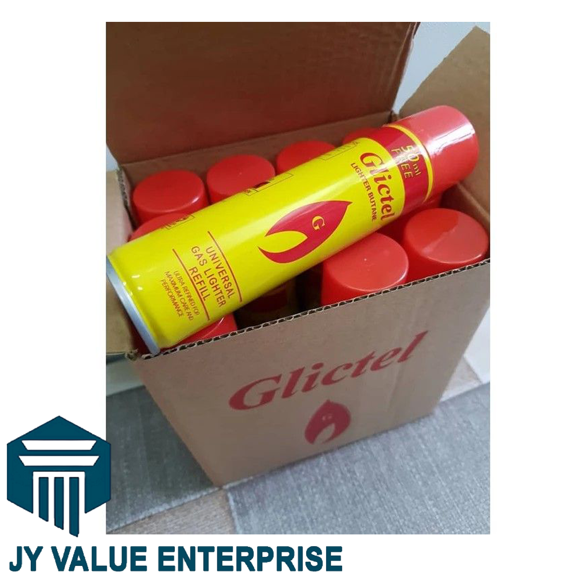 12 PCS / 1 BOX Glictel Gas Lighter 180ml free 50ml Lighter Butane Gas ...