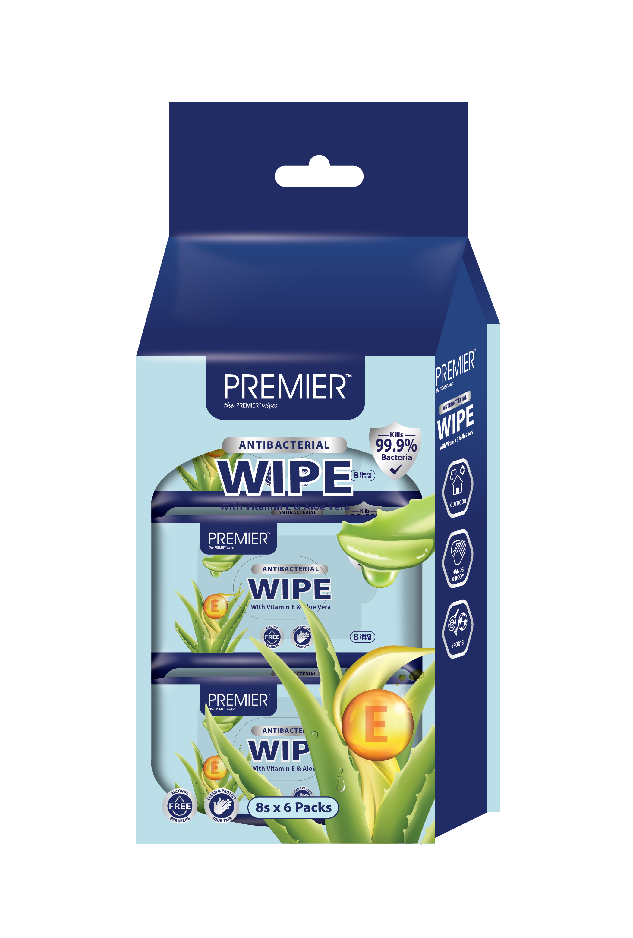 Premier Antibaterial Wet Wipes (8's x 6) | Shopee Malaysia