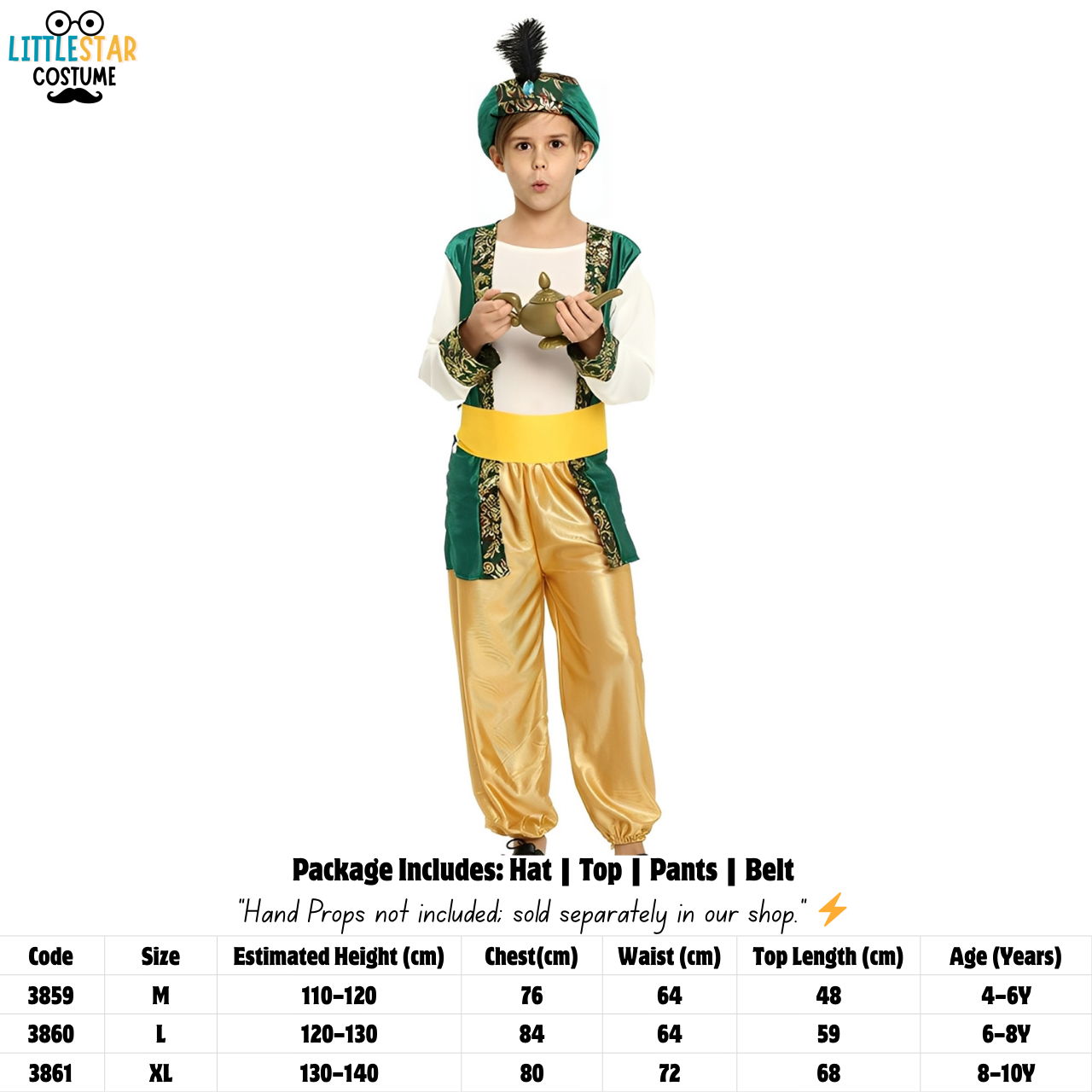 Arabian aladdin Prince Costume for Boys – Fairy Tale Outfit for Stage ...