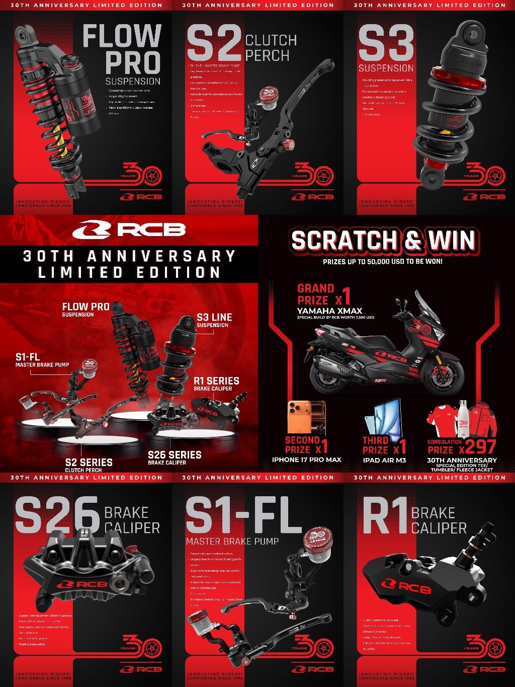 RCB 30th ANNIVERSARY LIMITED EDITION Y15 Y16 LC NVX XMAX RS R1 S26 ...